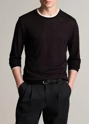 Vince Slub Pima Cotton Double-layer T-shirt - Black/smock White