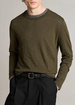 Vince Slub Pima Cotton Double-layer T-shirt - Night Leaf/medium Heather Grey