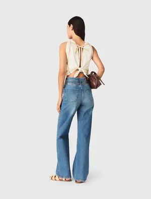 Maje Striped Trim Backless Crop Top