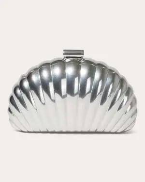 Simkhai Monet Shell Clutch With Chain Strap - Silver