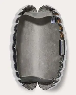 Simkhai Monet Shell Clutch With Chain Strap - Silver
