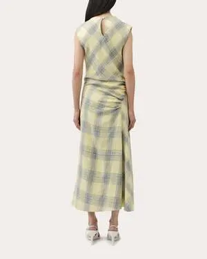 Simkhai Burke Plaid Draped Midi Dress - Yellow
