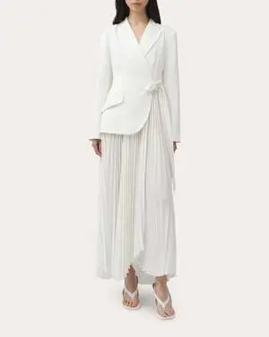 Simkhai Ambretta Pleated Crepe Combo Midi Dress