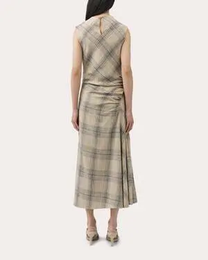 Simkhai Burke Plaid Draped Midi Dress - Multicolor