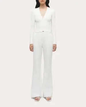 Simkhai Ailany Rib Knit Shrunken Cardigan - White