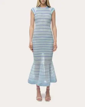 Simkhai Danica Stripe Knit Mermaid Midi Dress - Blue