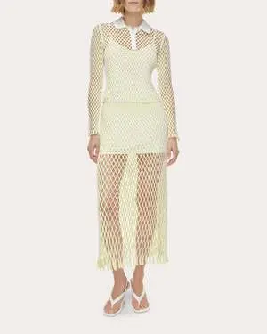 Simkhai Petra Openwork Knit Polo Top