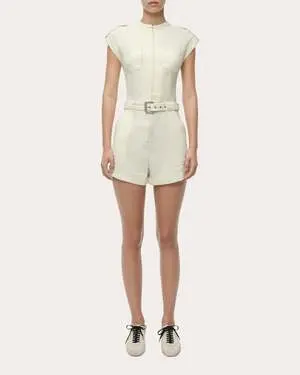 Simkhai Belted Linen Blend Romper