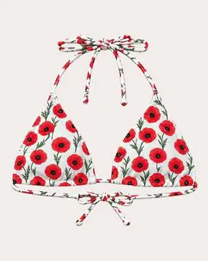 VERDELIMON Moa Floral Triangle Bikini Top - Red