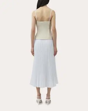 Simkhai Duval Linen Poplin Combo Bustier Midi Dress