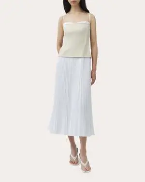 Simkhai Duval Linen Poplin Combo Bustier Midi Dress