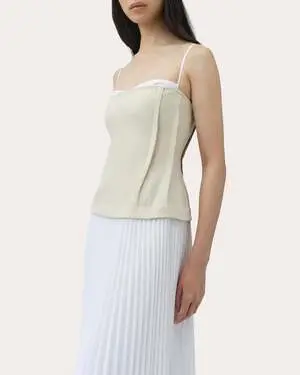 Simkhai Duval Linen Poplin Combo Bustier Midi Dress