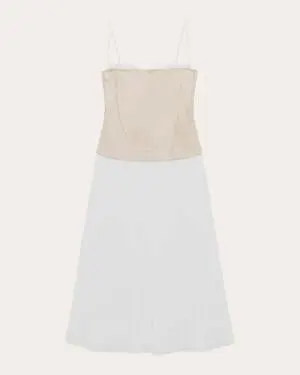 Simkhai Duval Linen Poplin Combo Bustier Midi Dress