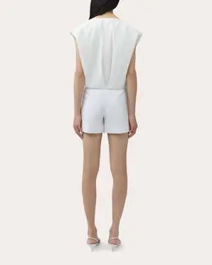 Simkhai Wrenli Pleated Cotton Poplin Crop Top - White