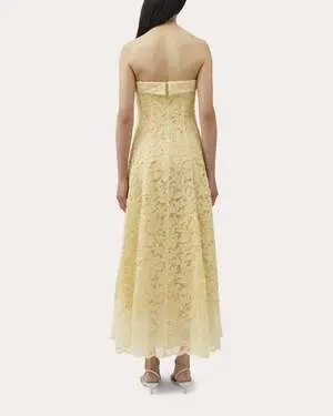 Simkhai Imogen Lace Bustier Strapless Midi Dress - Yellow