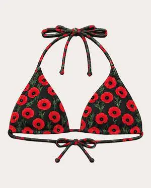 VERDELIMON Moa Floral Triangle Bikini Top - Black