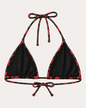 VERDELIMON Moa Floral Triangle Bikini Top - Black