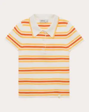 Simkhai Stripe Rib Knit Fitted Polo Top