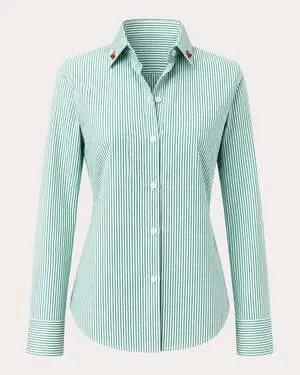 VERDELIMON Marion Stripe Cherry Charm Shirt - Green