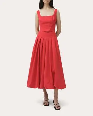 Simkhai Clio Cotton Poplin Bustier Top - Red