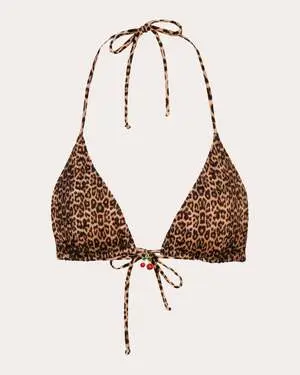 VERDELIMON Moa Leopard Triangle Bikini Top - Brown