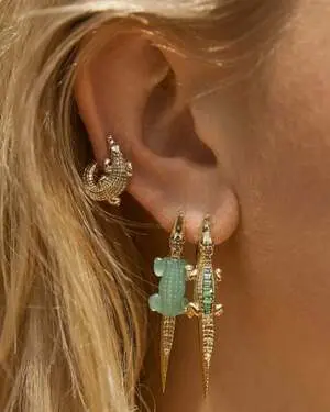 BIBI VAN DER VELDEN 18k Yellow Tsavorite Alligator Twist Earring
