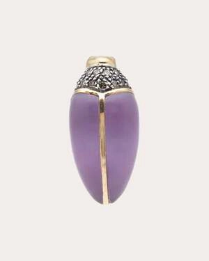BIBI VAN DER VELDEN Amethyst & Brown Diamond Mini Scarab Stud Earring
