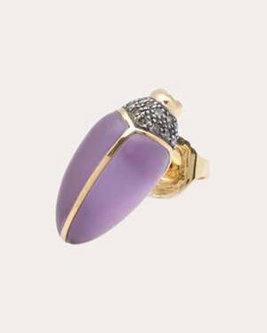 BIBI VAN DER VELDEN Amethyst & Brown Diamond Mini Scarab Stud Earring