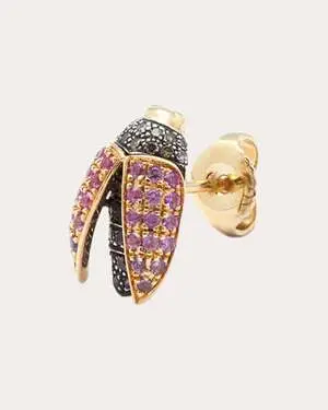 BIBI VAN DER VELDEN 18k Yellow Gold Sapphire And Diamond Scarab Stud Earring