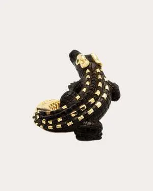 BIBI VAN DER VELDEN 18k Gold And Ebony Wood Alligator Twist Earring