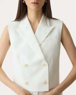 Theory City Twill Peak Double-breasted Vest
