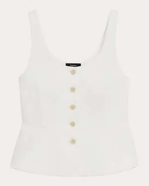 Theory Linen Twill Peplum Vest Top - White
