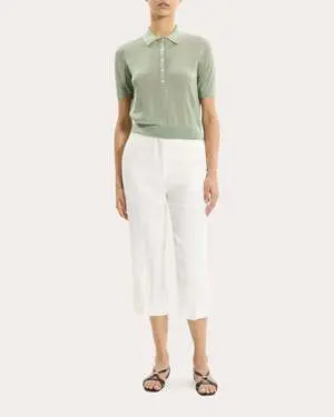 Theory Linen Twill Capri Pants With Slit Hem
