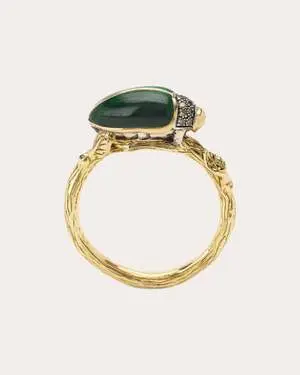 BIBI VAN DER VELDEN Malachite & Brown Diamond 18k Scarab Ring