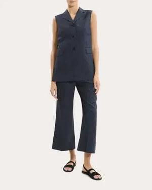 Theory City Twill Wide Crop Pull-on Pants - Blue