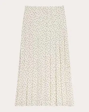 Theory Polka Dot Pleated Midi Skirt - White