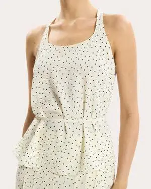 Theory Polka Dot Belted Racerback Tank Top