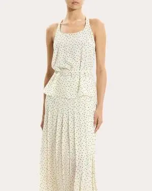Theory Polka Dot Belted Racerback Tank Top