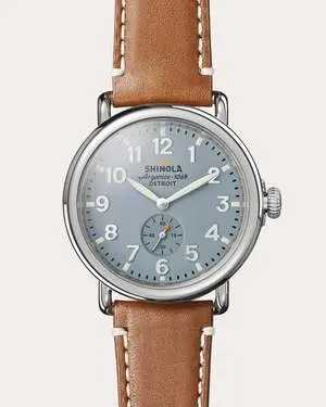 Shinola Runwell 41mm Sub-second Leather-strap Watch - Gray/blue
