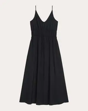 Theory Washed Twill Gathered Midi Dress