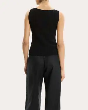 Theory Textured Knit Boatneck Top - Black