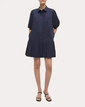 Simkhai Crissy Poplin Drop-waist Shirt Dress - Blue