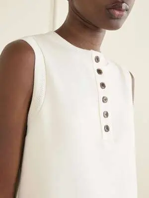 Varley Marla Embellished Jersey Tank Top - Cream