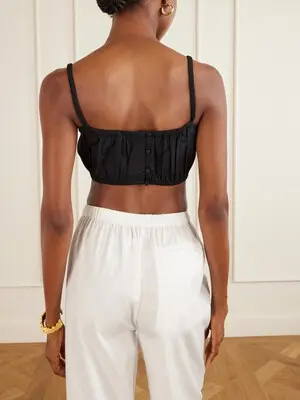 Suzie Kondi Shirred Cotton-poplin Bandeau Tank