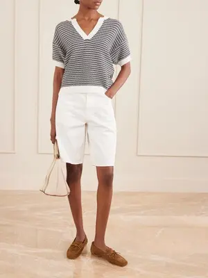 Varley Dora Striped V-neck Knit Top