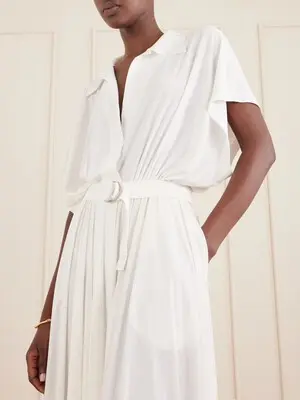 Norma Kamali Belted Pleated Midi Dress