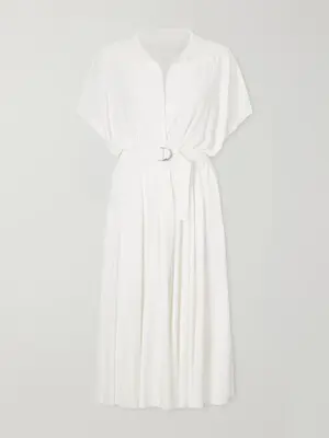 Norma Kamali Belted Pleated Midi Dress - White