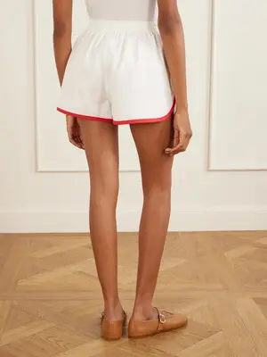 Suzie Kondi Atlas Cotton And Linen-blend Twill Shorts