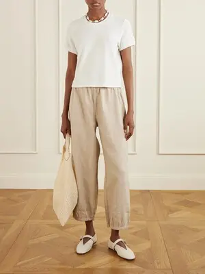 Suzie Kondi Delos" Linen Wide-leg Pants - Neutrals
