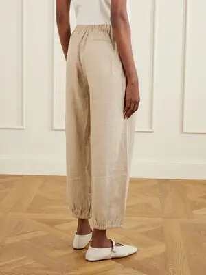Suzie Kondi Delos" Linen Wide-leg Pants - Neutrals